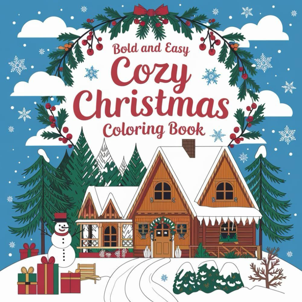 cozy Christmas(Vol28) : Coloring books for adults and children, bold ...