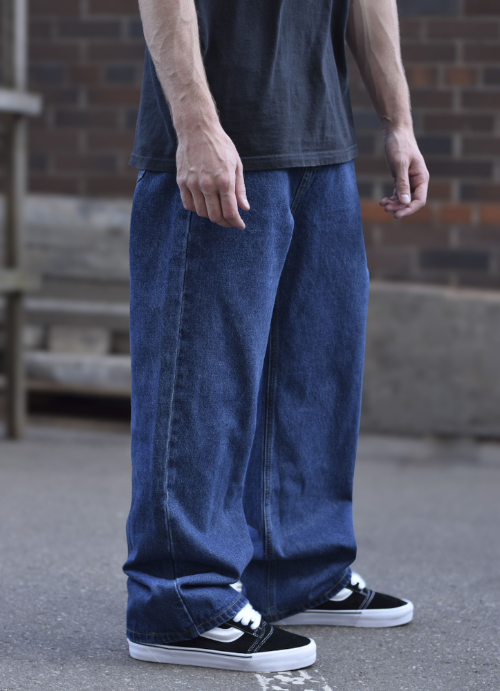 Джинсы Мужской BASE JEANS синий багги Деним, размер 46 оверсайз Молния ...