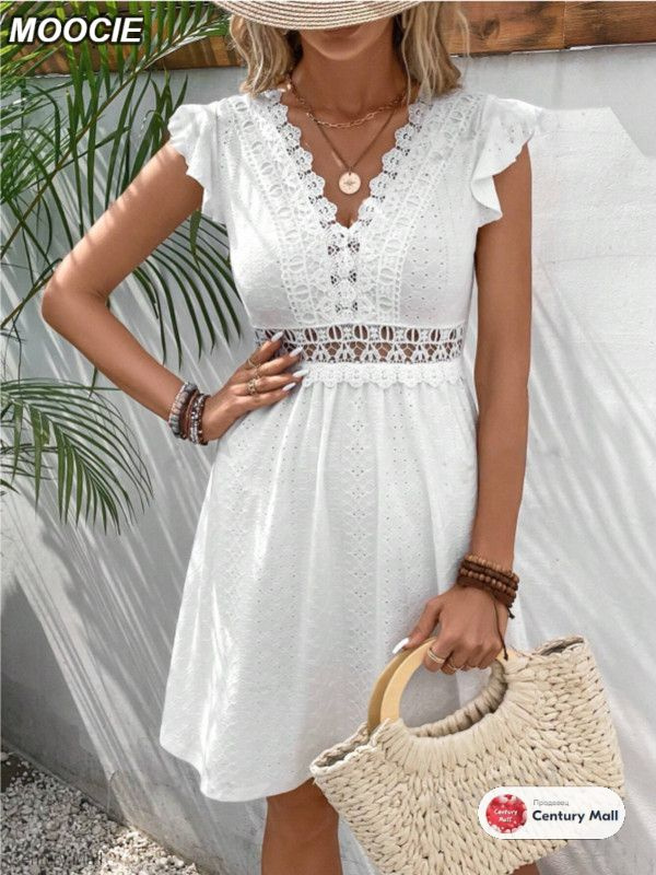 Платье Женский MOOCIE белый Повседневный Без рукавов Кружево, размер 42 Другое купить c ...