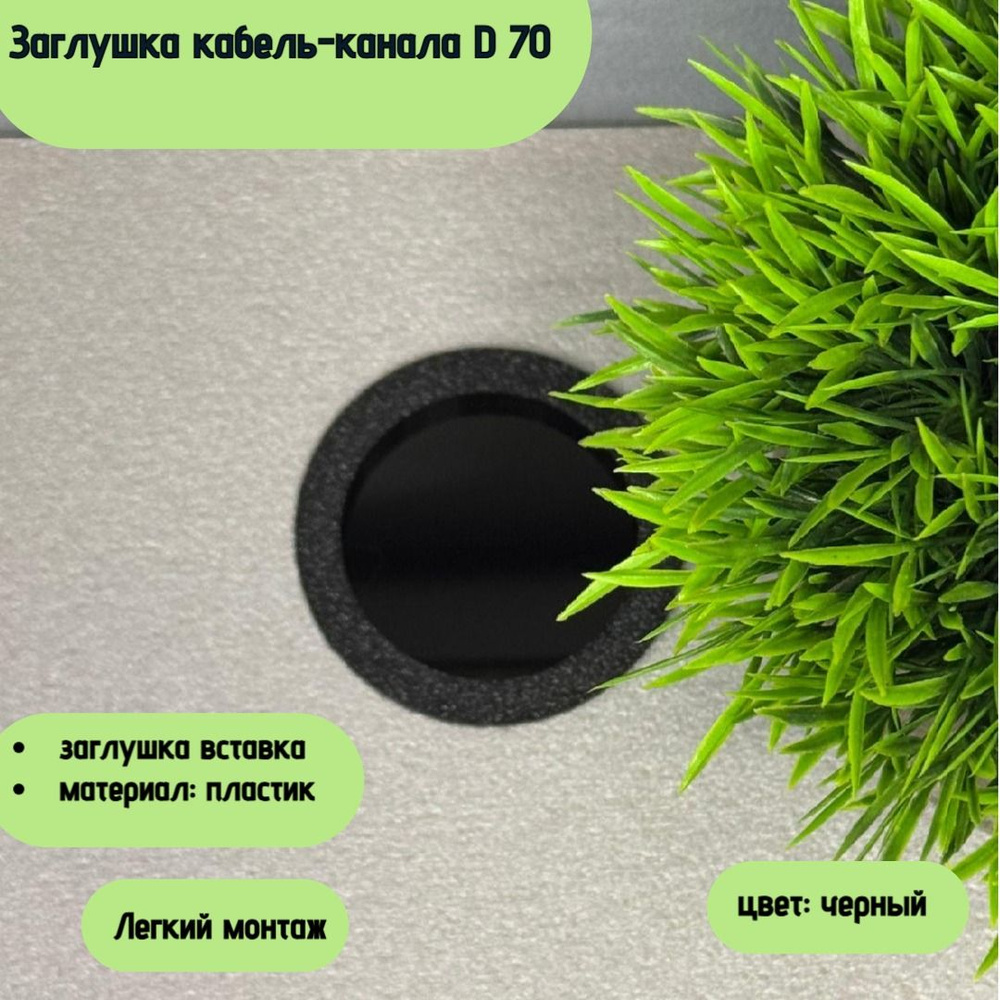 Заглушка кабель-канала D 70 H10 мм (черный) купить на OZON по низкой цене (1836949781)