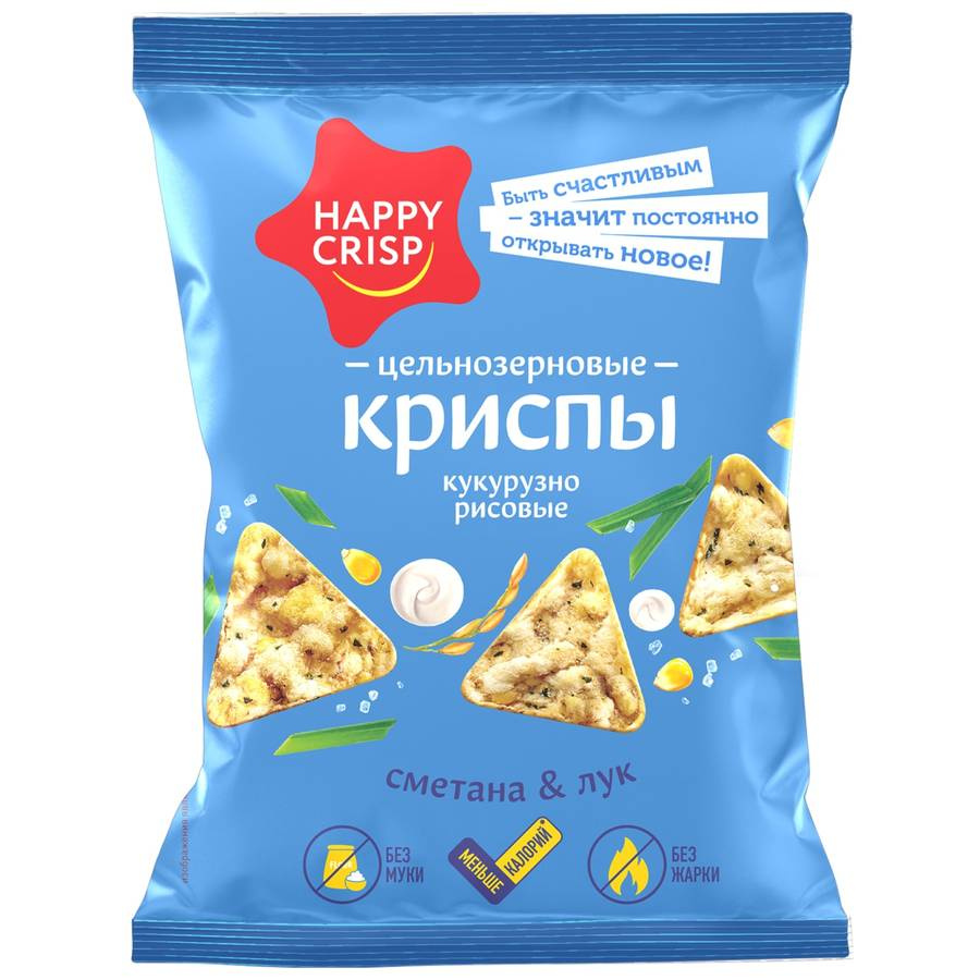 Чипсы Happy Crisp кукурузно-рисовые Сметана и Лук 50г купить на OZON по ...