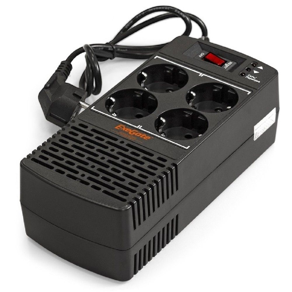 Exegate EP285939RUS Стабилизатор ExeGate Power AD5000-1000 (1000VA/500W, диапазон 150...280В, 4 ...