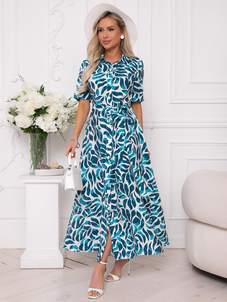 Платье Женский BELLMELODY пастельно-бирюзовый платье-рубашка Вечерний/праздничный Короткий ...