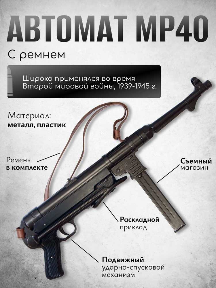 Пистолет-пулемет с ремнём DENIX MP40, Германия 1940 г. купить на OZON ...