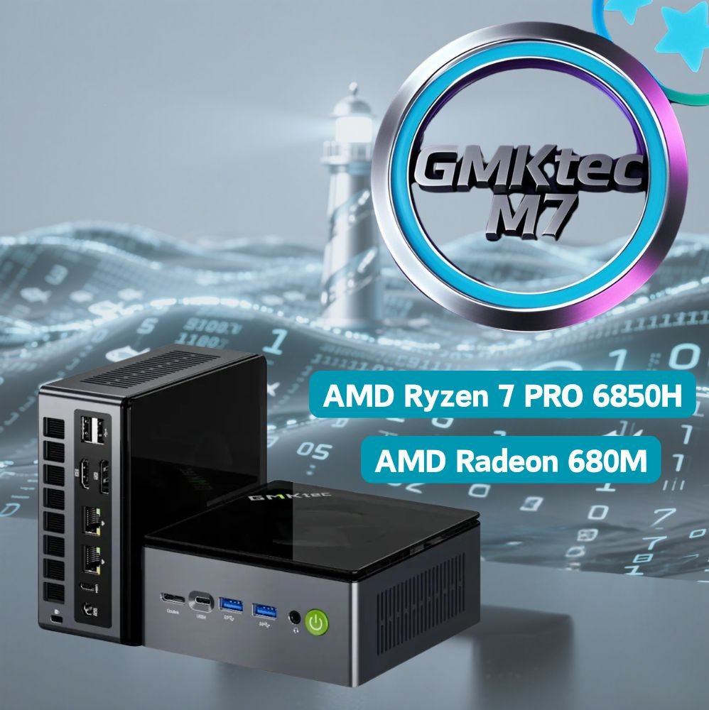 GMKtec Мини-ПК (AMD Ryzen 7 PRO 6850H, RAM 32 ГБ, SSD 1024 ГБ, AMD Radeon, Windows 11 Pro ...
