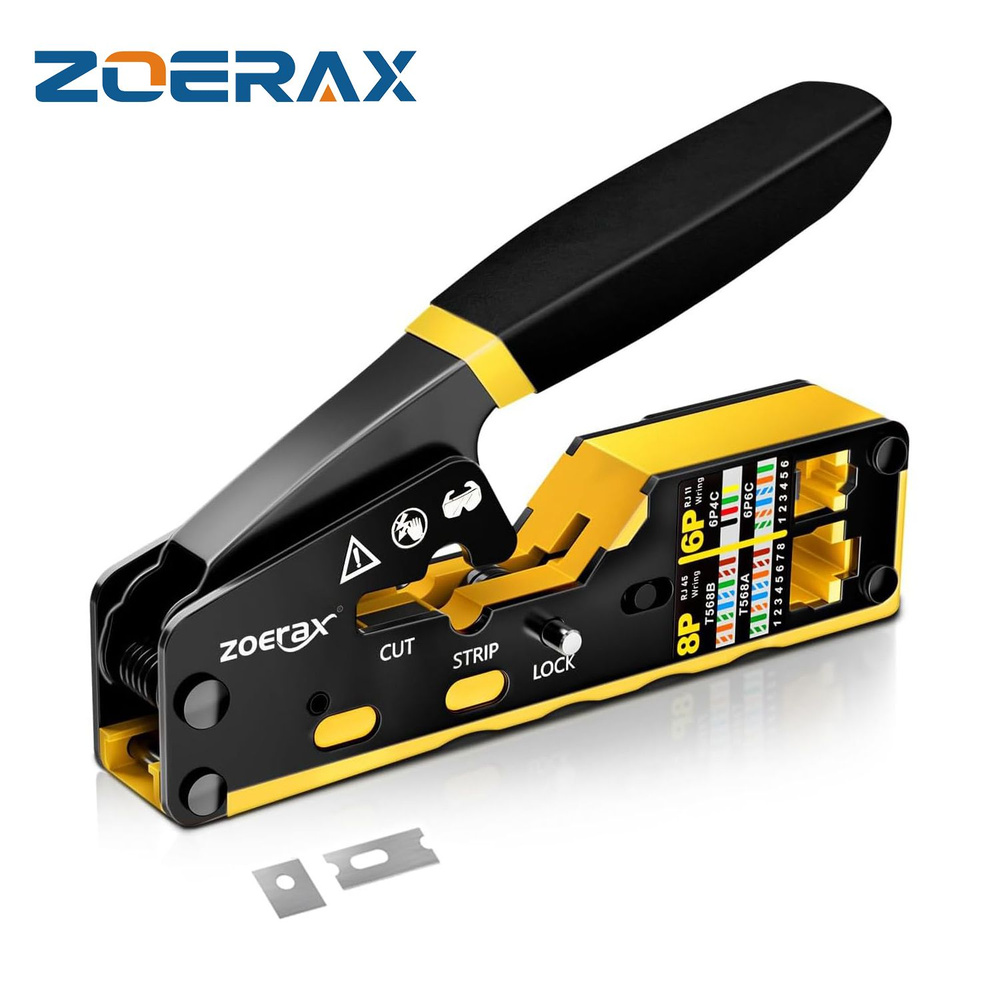 ZoeRax Инструмент обжимной для коннекторов со сквозным отверстием rj45 ...