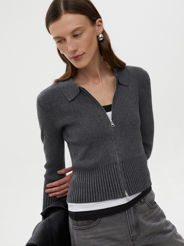 Джемпер Женский nice&easy серый Вискоза, Полиэстер, размер 46 Длинный ...