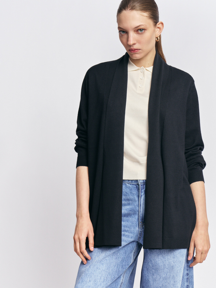 Кардиган Женский Zolla черный Вискоза, Нейлон, размер 46 Длинный Китай купить c доставкой на ...