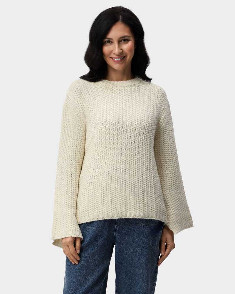 Джемпер Женский A la Tete молочный Акрил, Нейлон, размер 54, 56 Без застежки свободный Длинный ...