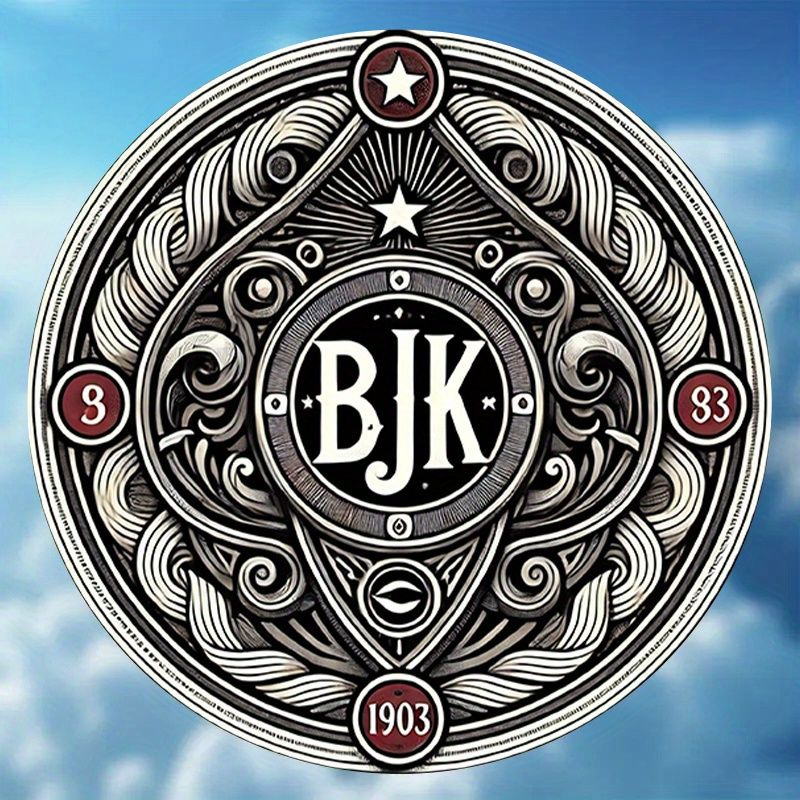 Винтажная металлическая табличка - бешикташ 1903 со звёздами и вихрями, круглое настенное ...