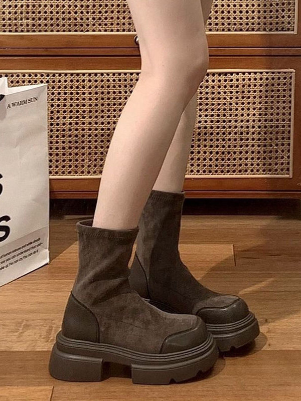 Ботинки Женский SYJWY коричневый, размер 39 На любой сезон Без застёжки Стандартный средний (до ...