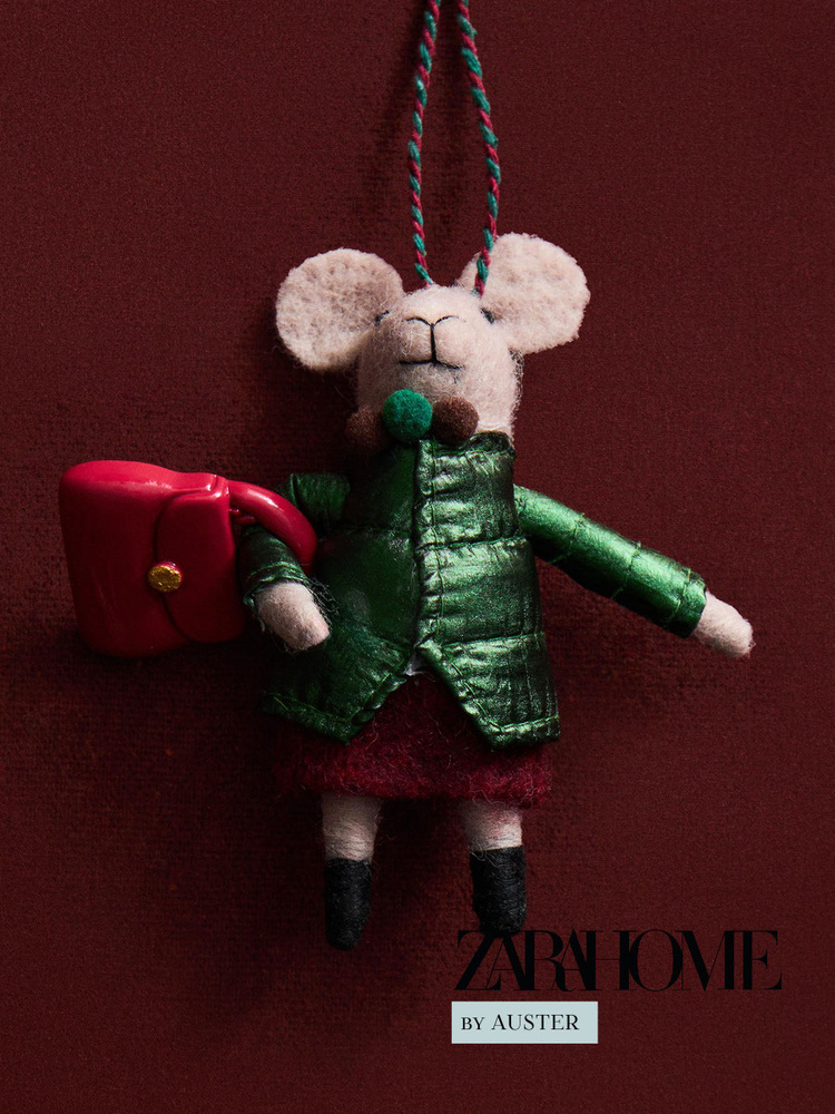 Елочная игрушка ZARA HOME WOOL MOUSE WITH BAG CHRISTMAS TREE DECORATION ...