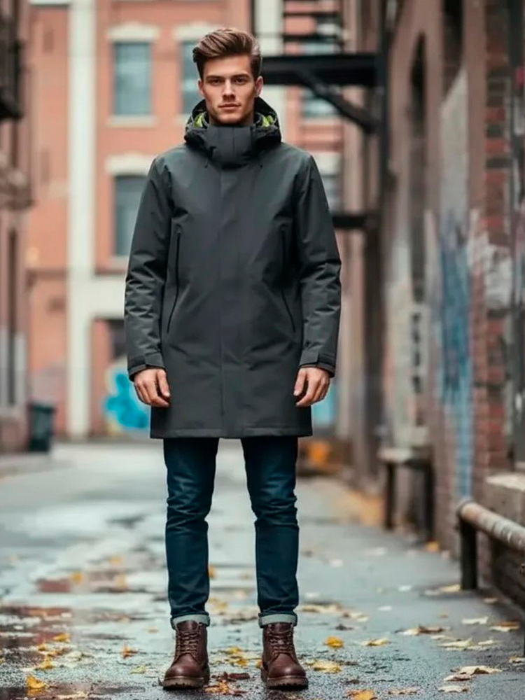 Парка Мужской KRAKATAU брезентово-серый Нейлон, размер 48 Демисезон прямой Китай (Гонконг ...