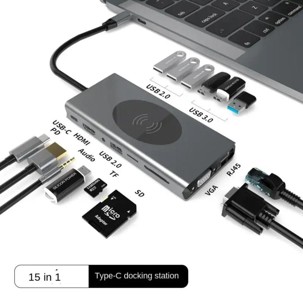 Хаб Type-C для MacBook - Концентратор 15-Port Type-C HUB Adapter Type-C ...