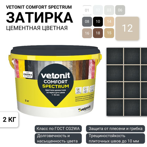 Weber.Vetonit Затирка Гранит 2 кг Основа состава:Цементная, Полимерная ...