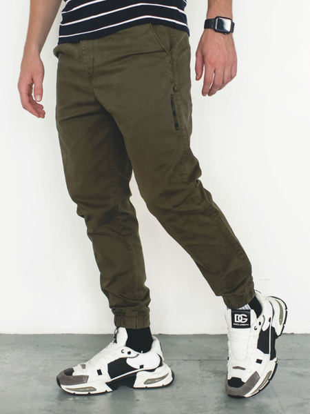 Брюки Мужской Bronks джоггеры зеленый Хлопок, Эластан Повседневный, размер 46, 48 Шнурок ...