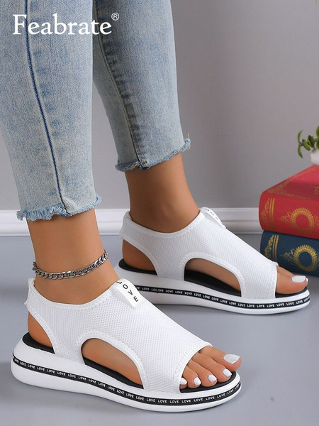 Сандалии Женский Feabrate, размер 38 Синтетическая дышащая сетка Танкетка Круглый нос, Открытый ...