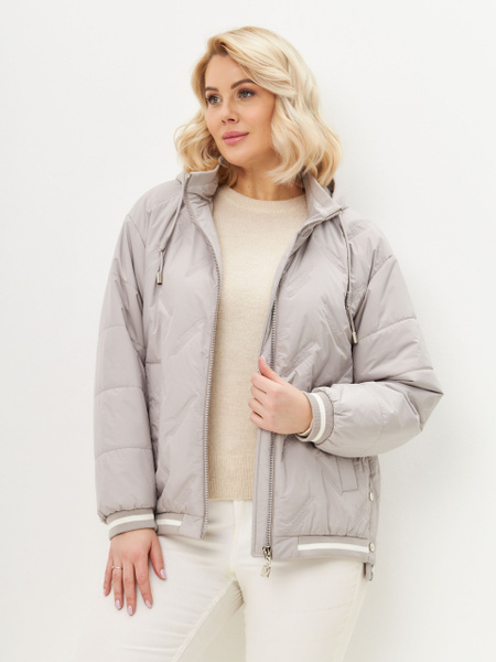 Куртка Женский La Zelia бежевый капюшон Полиэстер, размер 58 Длинный Демисезон оверсайз ...