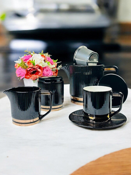 Сервиз чайный, кофейный Нельзя мыть в посудомоечной машине, Чайник в комплекте Lenardi, на 6 ...