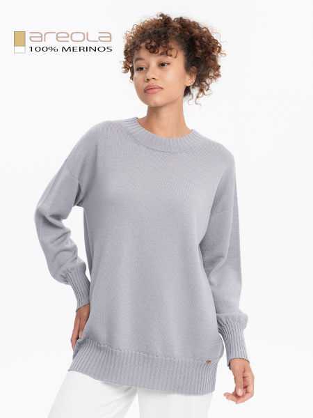 Джемпер Женский Ареола серый, светло-серый Мериносовая шерсть, Шерсть ...
