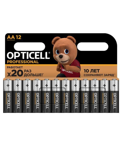 Элемент питания алкалиновый AA/LR6 (блист. 12шт) Professional Opticell ...