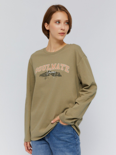 Лонгслив Женский Zolla хаки Длинный, размер 50 Хлопок, рост 164-176 купить c доставкой на OZON ...