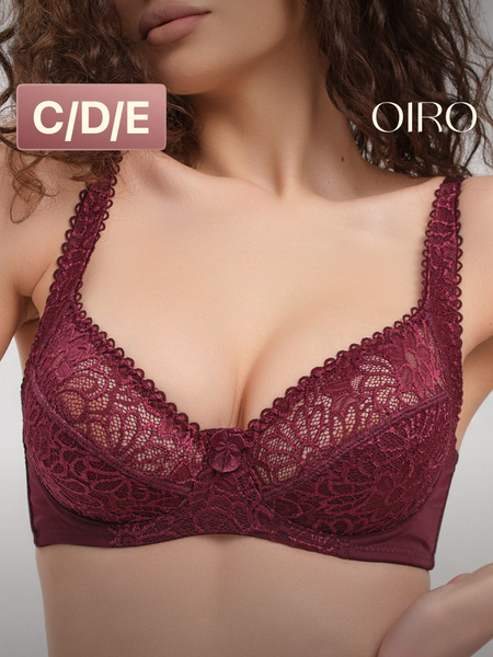 Бюстгальтер Женский OIRO мягкая чашка на каркасе, на косточках, размер 105E бордовый Полиамид ...