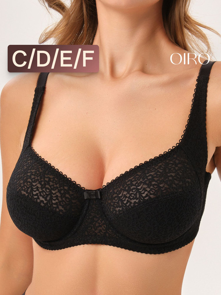 Бюстгальтер Женский OIRO на косточках, с мягкой чашкой, размер 95E черный Нейлон, Спандекс ...
