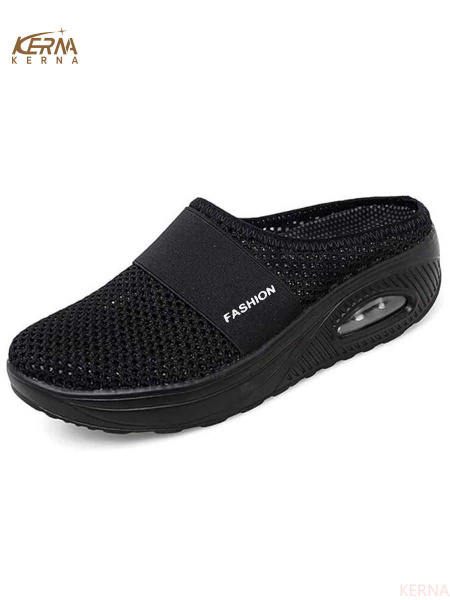 Тапочки Женский KERNA, размер 38 R (средняя) черный Перфорация Контрастная строчка, Толстая ...
