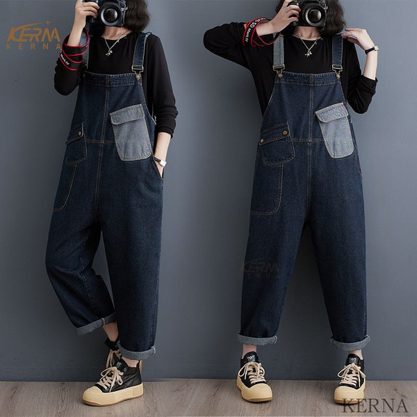 Комбинезон Женский KERNA, размер 44, 46 голубые джинсы На любой сезон джинсовый Вечерний ...