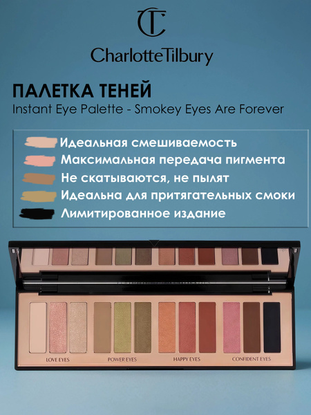 Палетка теней для век Charlotte Tilbury - Instant Eye Palette - Smokey Eyes Are Forever, 12 ...