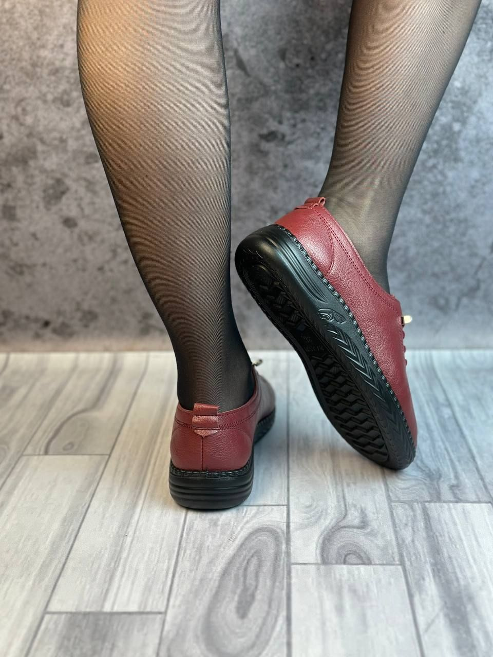 Мокасины Женский tapki.vsem бордовый, размер 37 Шнурки На любой сезон Закрытый нос, Мягкая ...