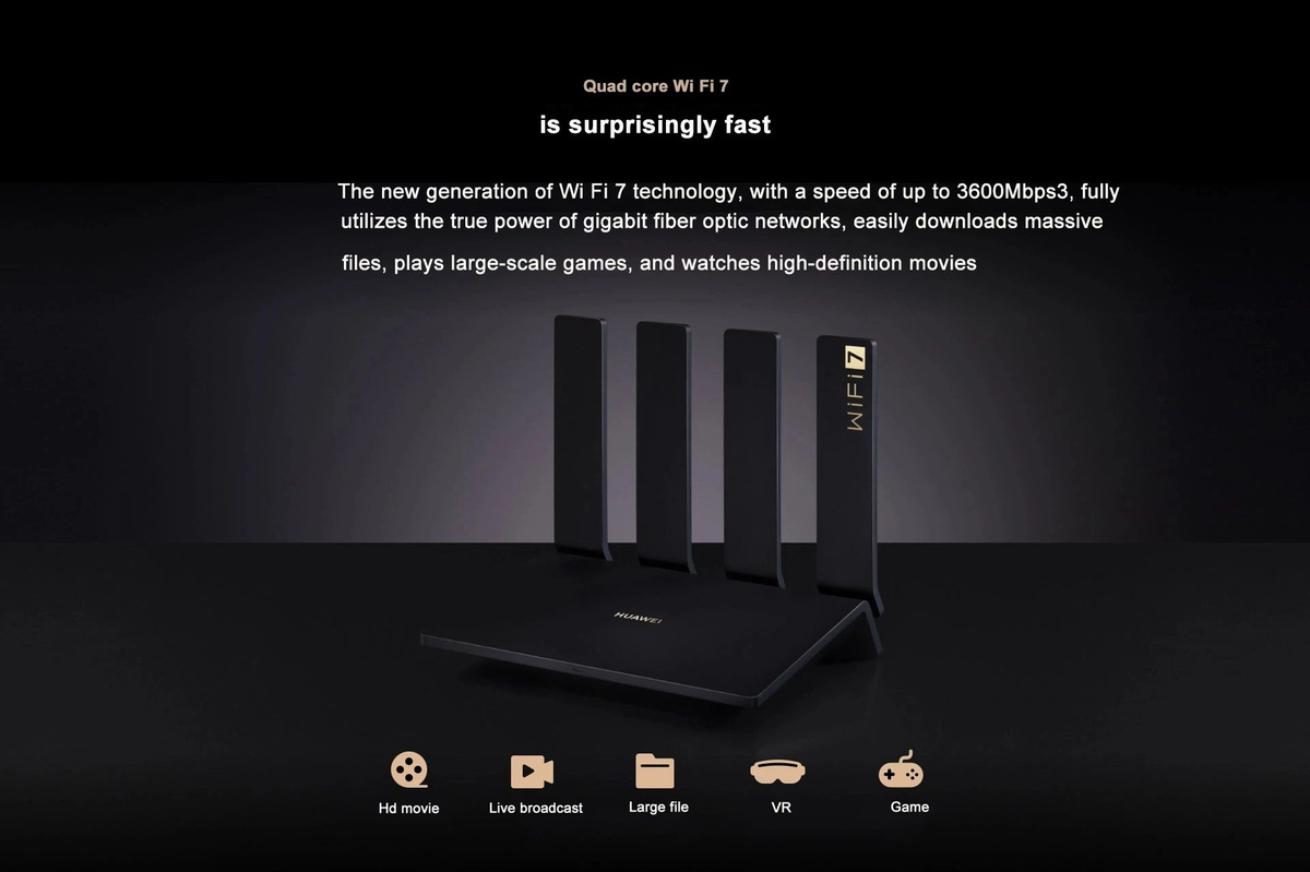 Роутер HUAWEI BE3 Pro четырехъядерный Wi-Fi 7, 3600Mbps 4K QAM Mesh ...