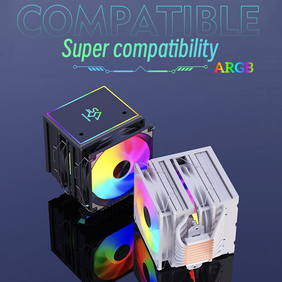 Кулер процессора компьютера,MT880,Двойной вентилятор,8 Тепловых трубок ...