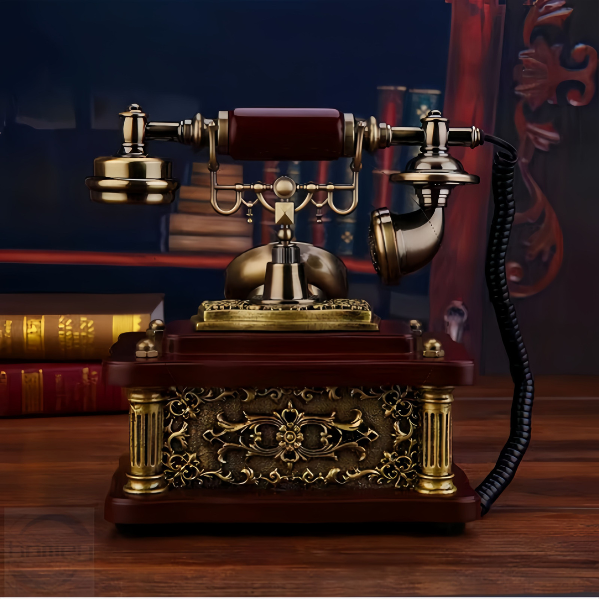 Старинный проводной телефон, Ретро-стиль, деревянное сырье - проводной ...