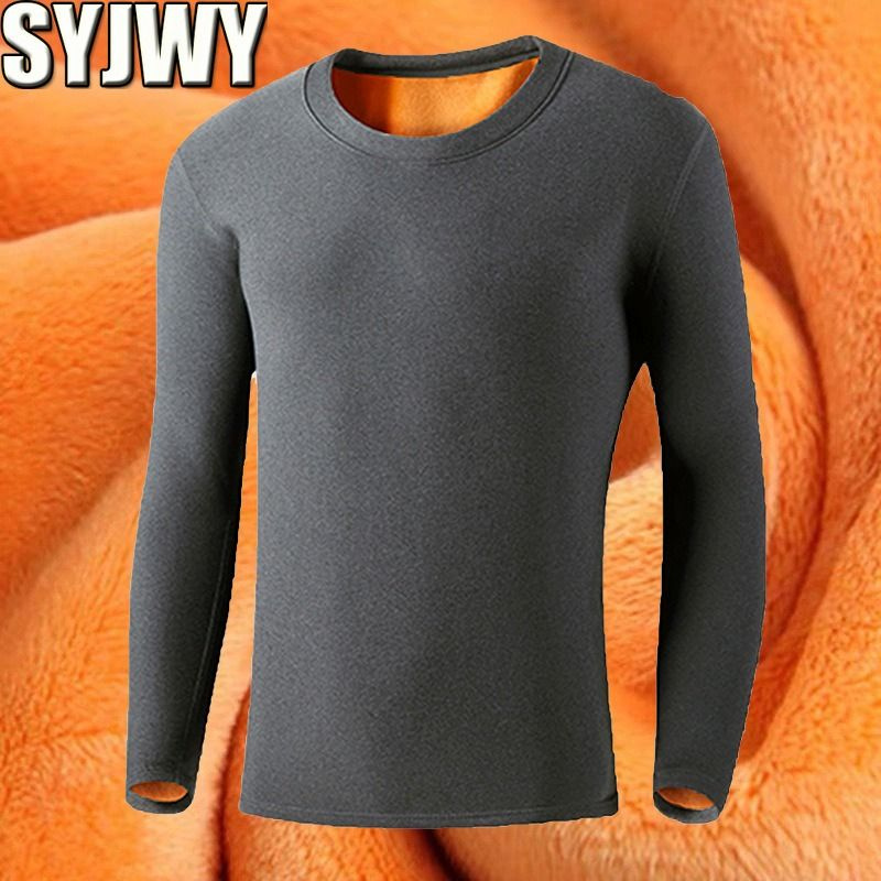 Термолонгслив Мужской SYJWY, размер 54 Еврозима Полиэстер темно-серый Повседневный Китай Длинный ...