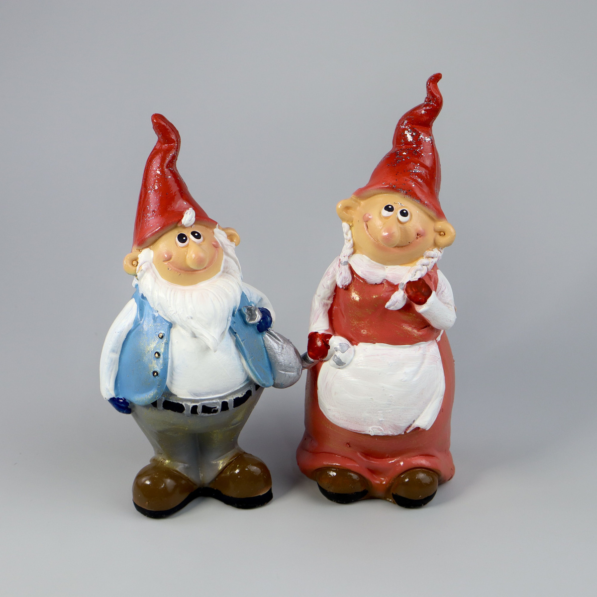 Статуэтки "Гномик с мешком и Гномик-девочка в фартуке" высота 18 см ...
