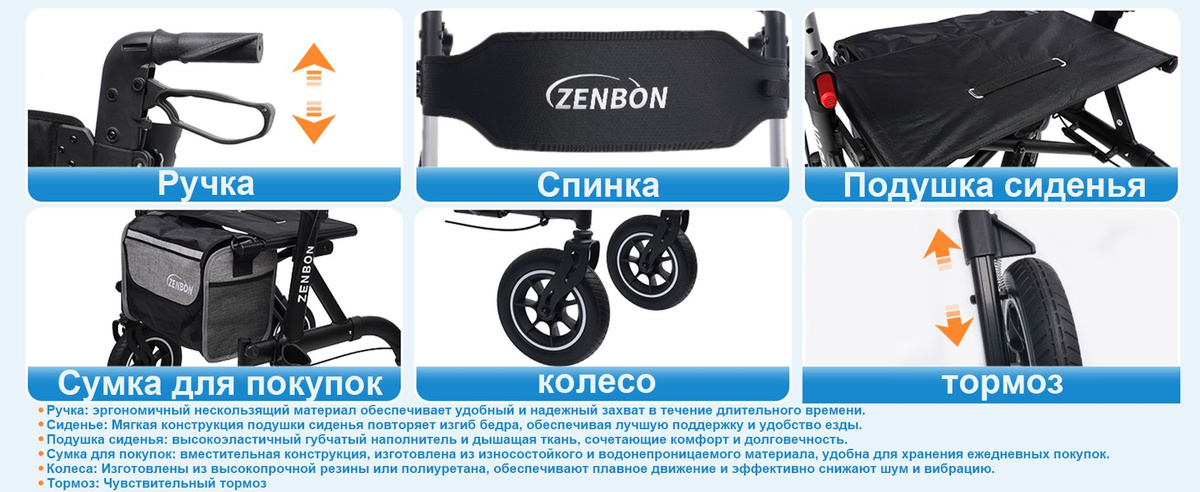 ZENBON Ходунки роллаторы на четырех колесах, пожилых людей и инвалидов ...