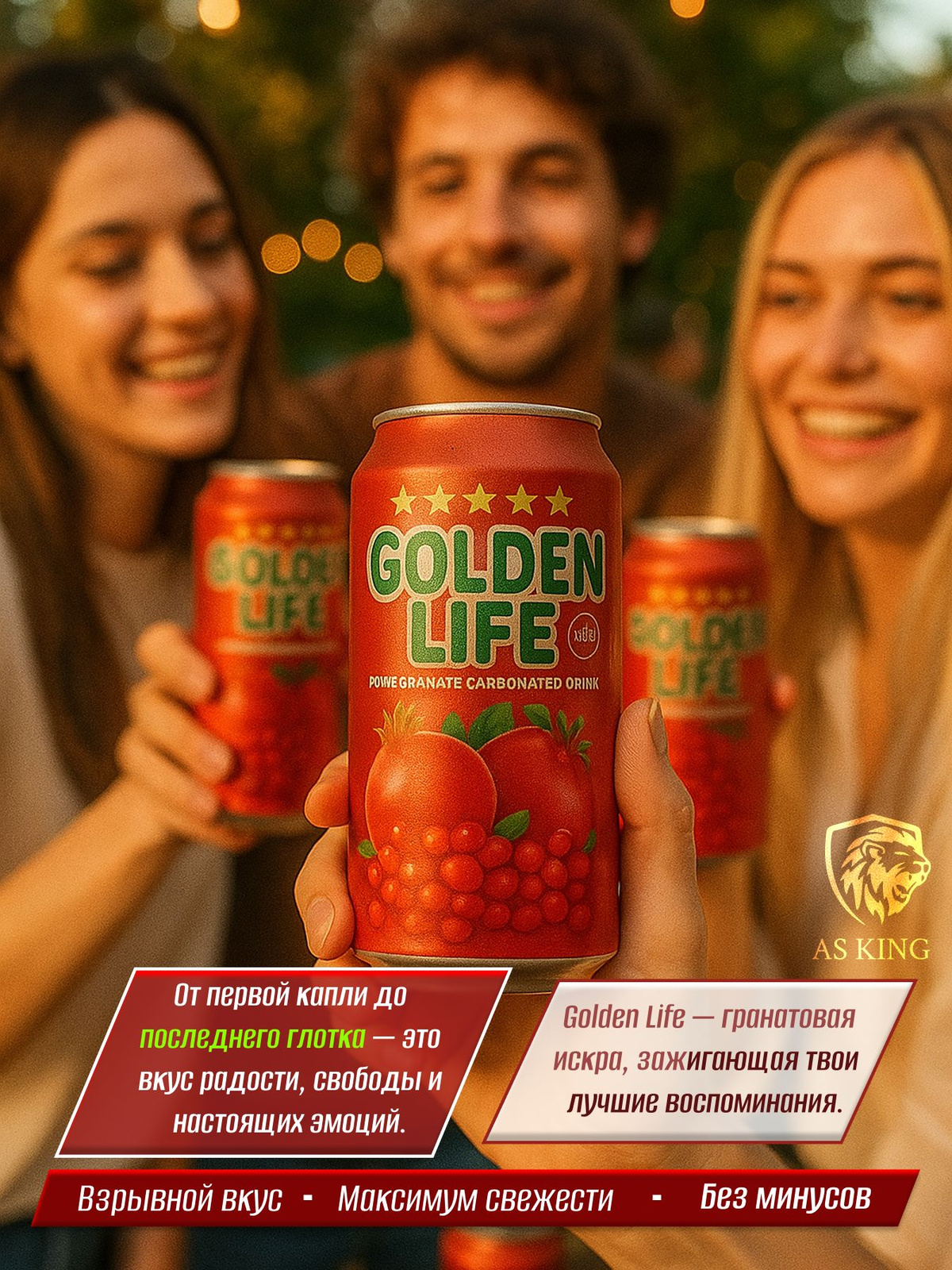 Золотая жизнь, 0.3л - 9 банки, ЖБ, Газированный напиток, Гранатовый ...