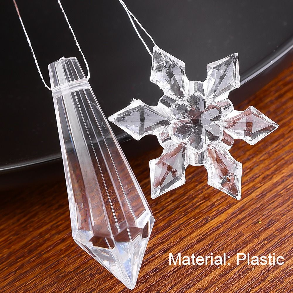 Новогодние елочные украшения набор,снежинки, прозрачные сосульки,Набор ...