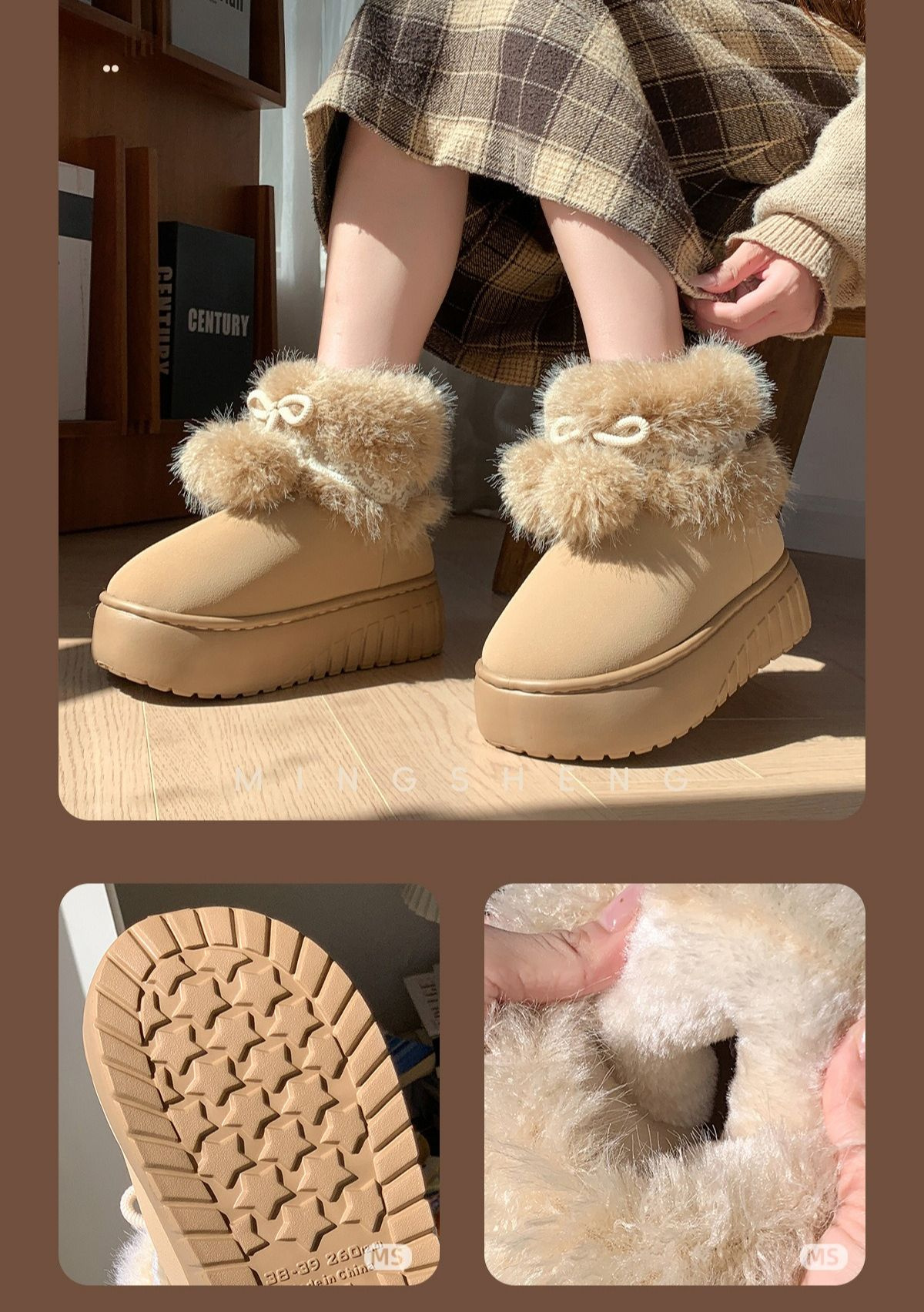 Сапоги Женский MOOCIE полусапоги, размер 38, 39 светлый хаки Еврозима Платформа Китай Кружево ...