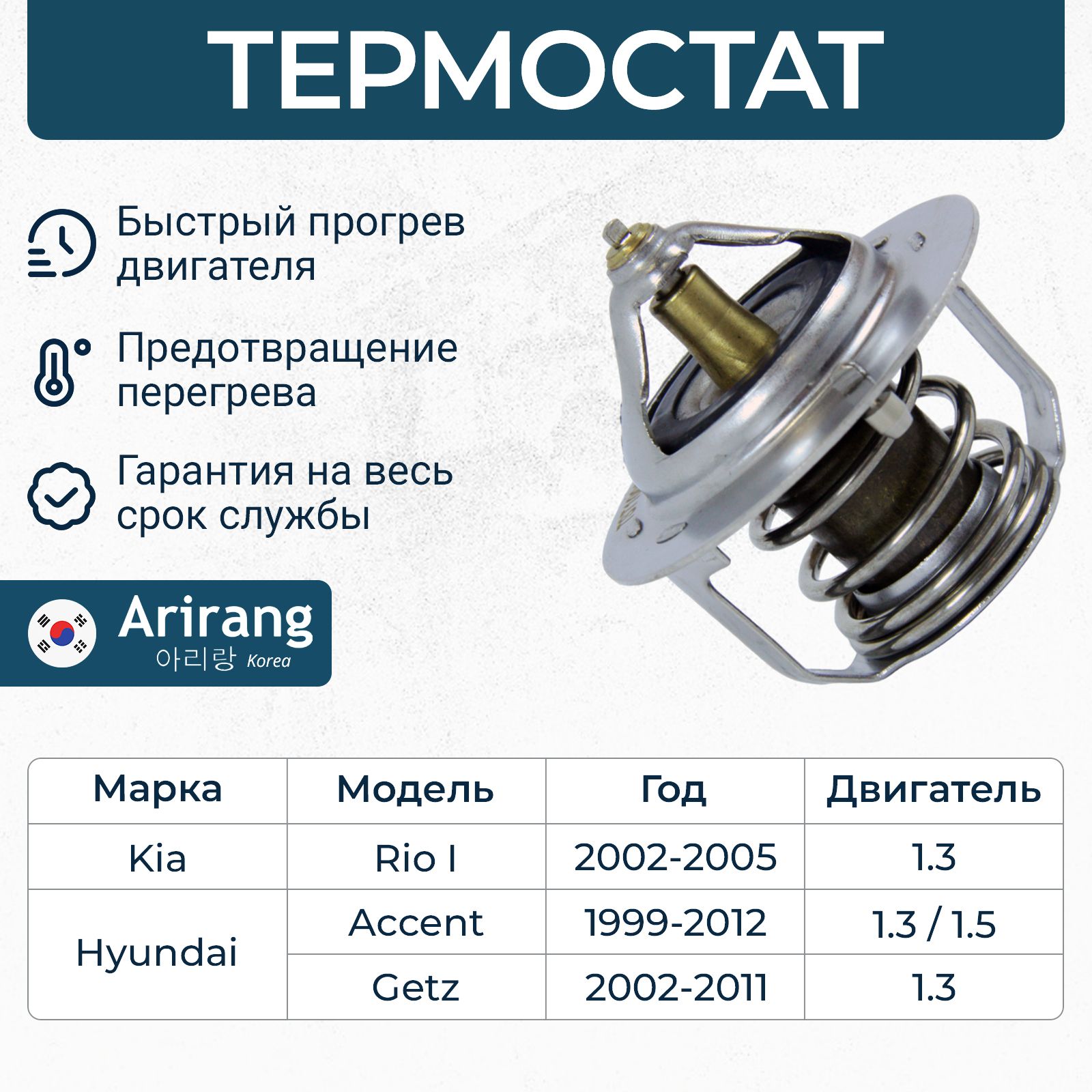 Термостат Хендай Акцент, Гетц / OEM 2550022600 купить на OZON по низкой ...