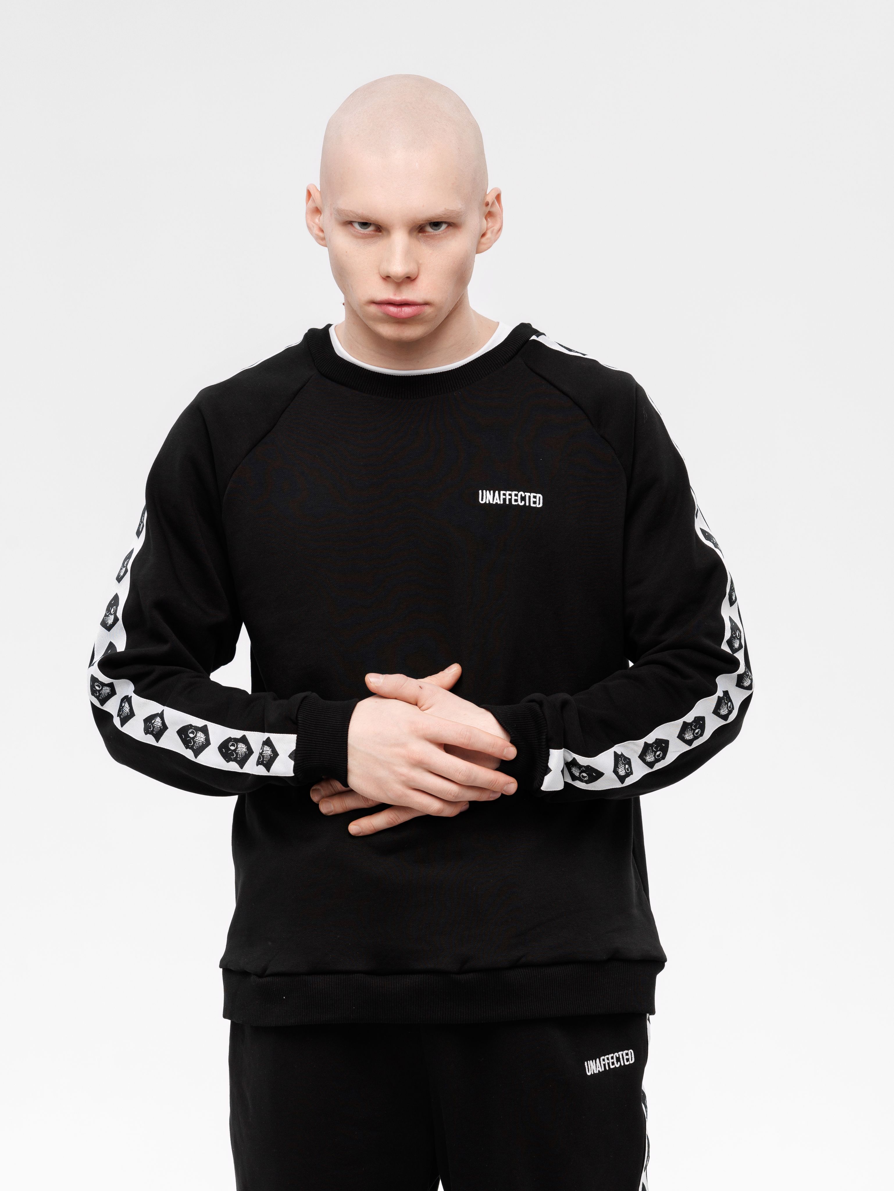 Свитшот Мужской UNAFFECTED черный Без застежки Хлопок, Полиэстер ...