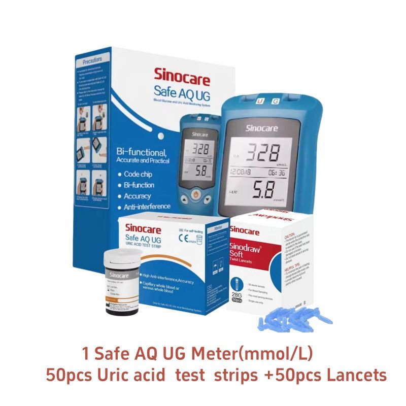 Анализатор Sinocare Safe AQ UG +50 пробирок с мочевой кислотой +50 ...