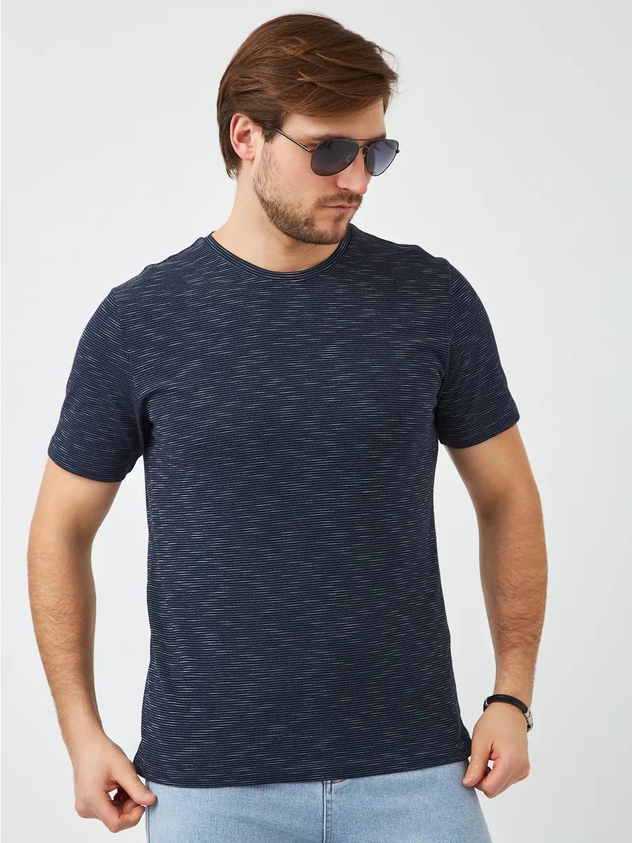 Футболка Мужской AWER синий меланж Короткий, размер 56 Хлопок, Эластан ...