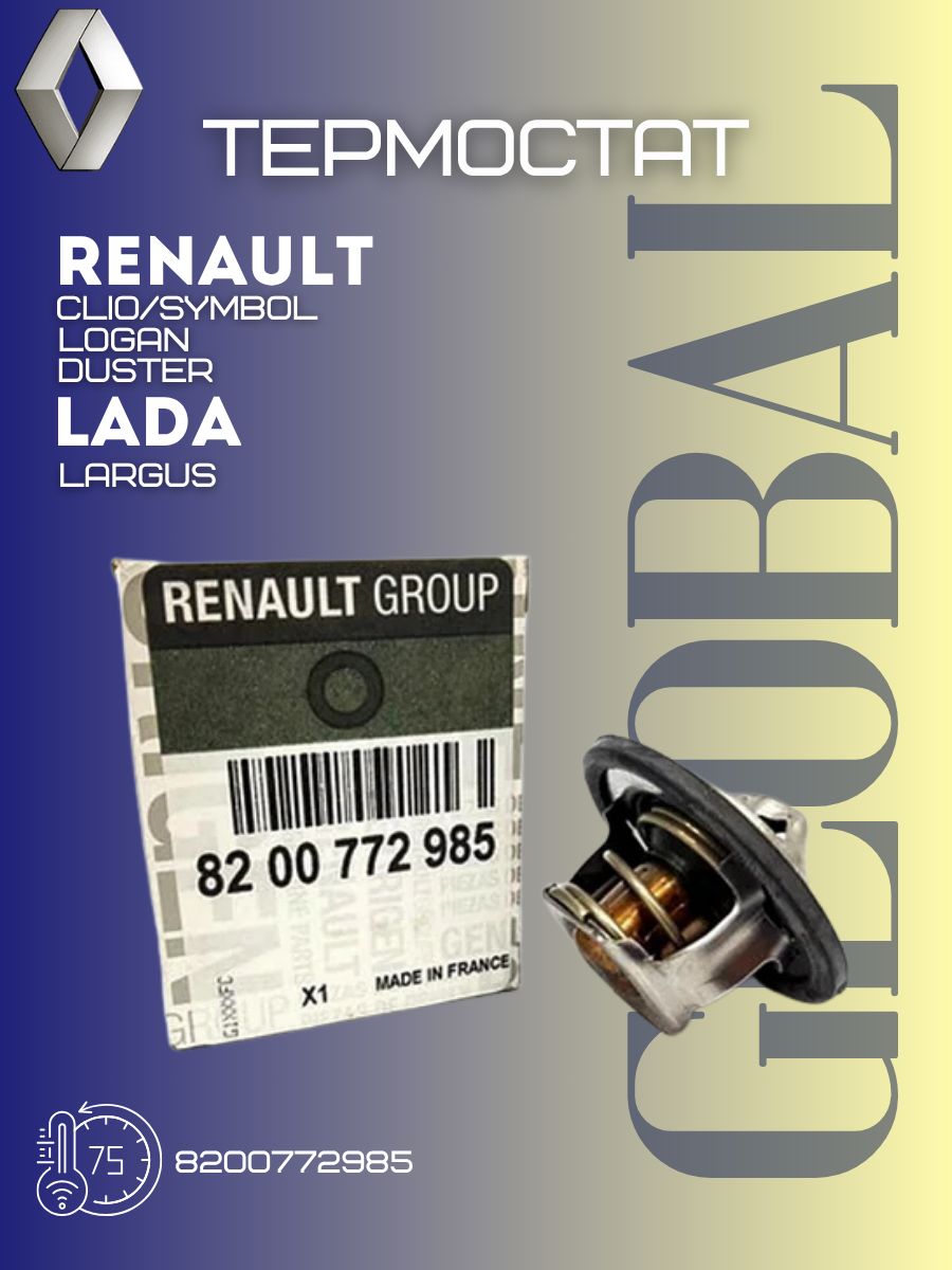 Термостат для Renault Рено Logan Логан Duster Дастер Sandero Сандеро ...