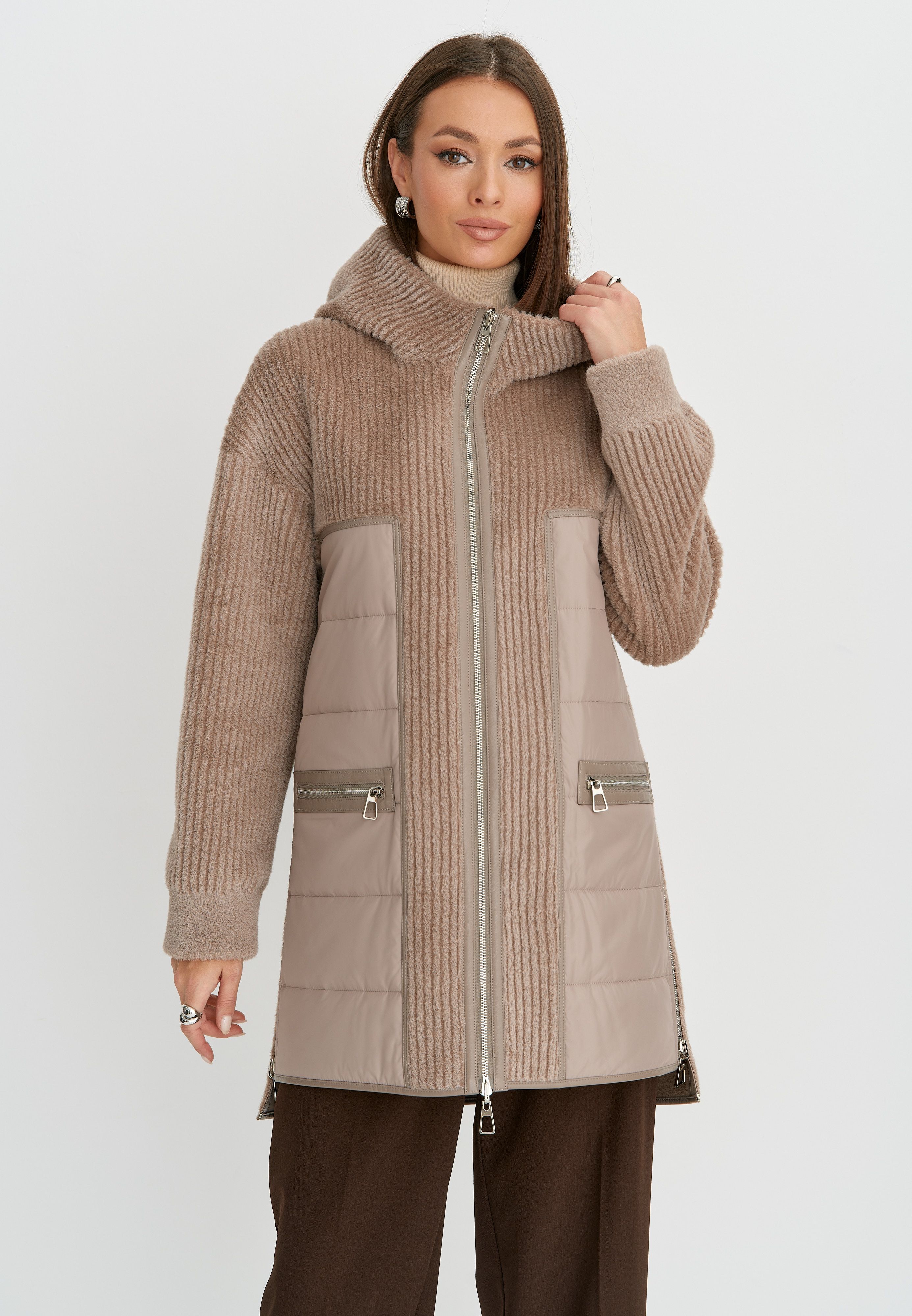 Куртка Женский LARDIS капучино Мех искусственный, Полиэстер, размер 50 ...