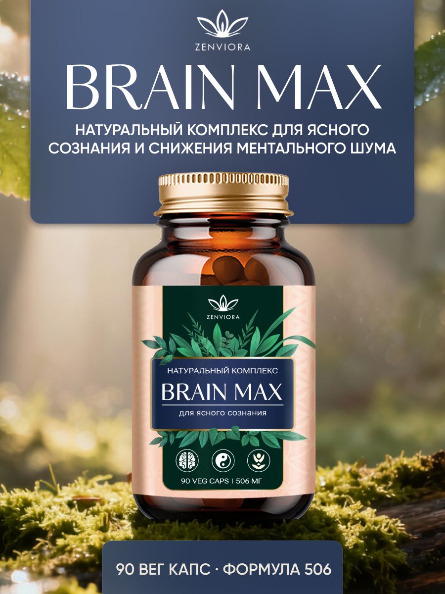Brain MAX натуральный комплекс для ясного сознания и памяти, 90 капсул ...