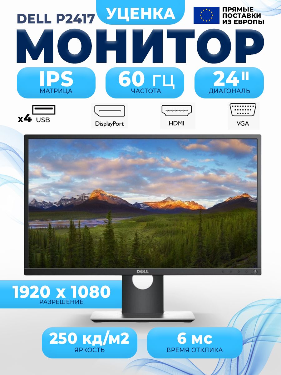 Dell 24" Монитор P2417, черный, серый купить на OZON по низкой цене ...