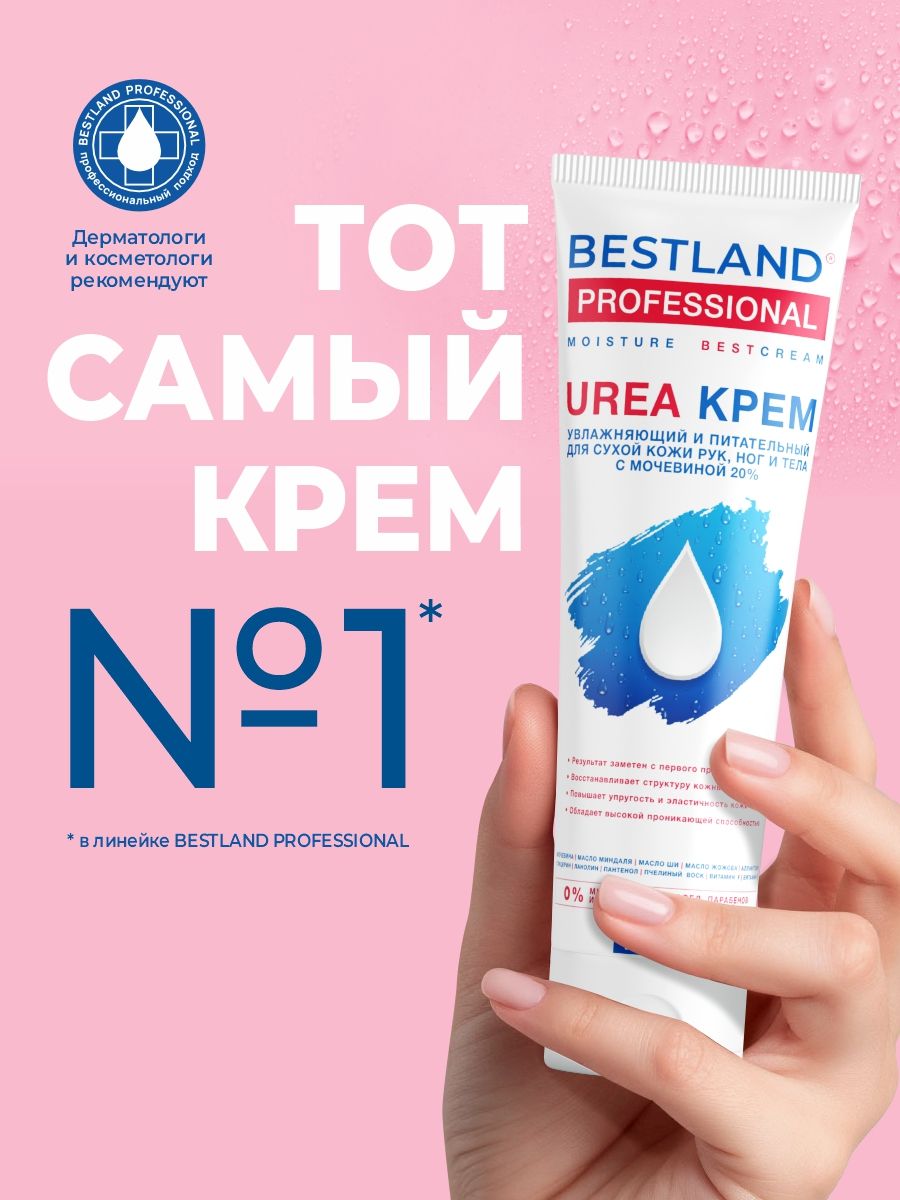BESTLAND Крем для ног, рук и тела с мочевиной 20% увлажняющий для очень ...